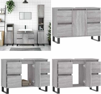 vidaXL Badschrank Grau Sonoma 80x33x60 cm Holzwerkstoff - Badeschrank - Badezimmerm&ouml;bel - Grau Sonoma - Holzwerkstoff - Eisenfu&szlig; - Home & Living