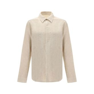 Rick Owens Homme, Chemises, Beige, Taille: XL Chemise en Velours C&ocirc;tel&eacute; avec Poches