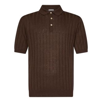 Boglioli Braunes Polo-Shirt aus Leinen und Baumwolle - - Tops - Herren - Braun - 2XL