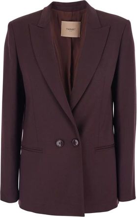 Twinset Femme, Vestes, Rouge, Taille: 42 FR Veste Crois&eacute;e &Agrave; Revers Classiques