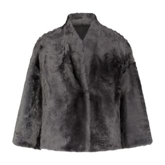 Windsor Dunkelgraue Shearling Jacke - - Jackets - Damen - Grau - S