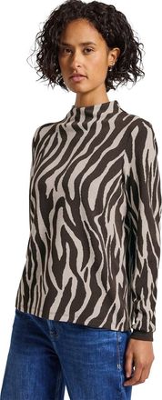 Street One Damen 3227984 Shirt mit Zebra Print, deep Roast Brown, 46