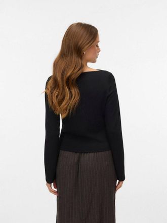 Vero Moda Langarmshirt VMMILLE LS BOATNECK SHORT TOP JRS NOOS Materialmix, regular fit, mit Raffung