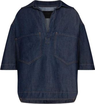 Dondup Femme, Blouses et Chemises, Bleu, Taille: 40 FR Chemise en denim lyocell rigide coupe regular