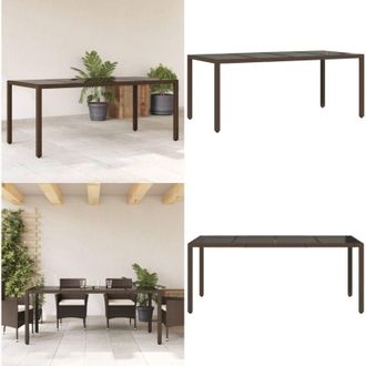 vidaXL Gartentisch mit Glasplatte Braun 190x90x75 cm Poly Rattan - Gartentisch - Esstisch - Outdoortisch - Terrassenm&ouml;bel - Gartenm&ouml;bel - Home & Living