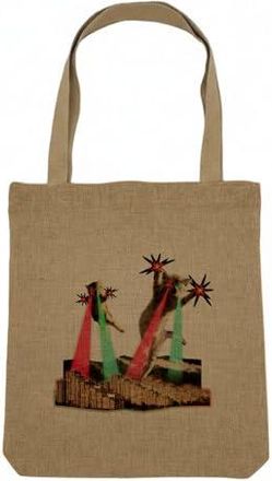 Fabulous Sac Shopping Tote Bag Aspect Lin - Chats Volants Collage Vintage Illustration Art Humour Parodie Animal Aliens - Sac de Courses Toile Epaisse 360g Bei