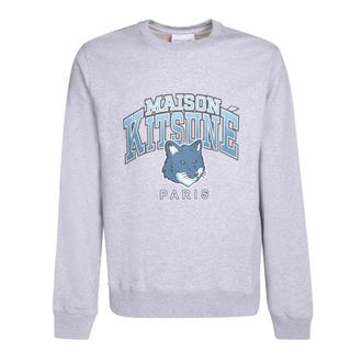 Maison Kitsun&eacute; Campus Fox Printed Sweatshirt - - Sweatshirts & Hoodies - Herren - Grau - S