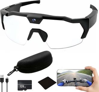 Generic Hd-baseballbrille, Intelligente Videoaufzeichnungsbrille mit Kamera, 128 Gb Speicher, f&uuml;r Sport blackC