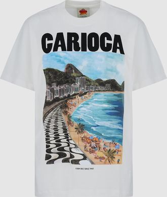Farm Rio Tee Shirt Landscape Carioca Off-White