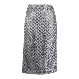 Federica Tosi Pailletten Midi Rock mit Satinfutter - - Skirts - Damen - Grau - M