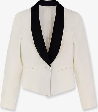 Alexander McQueen Wool blazer with satin lapel - ALEXANDER MCQUEEN - gender_Woman