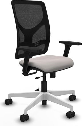 Piqueras y Crespo Wei&szlig;er Schreibtischstuhl mit 3D-Armen, h&ouml;henverstellbare Lendenwirbelst&uuml;tze, ausgestattet mit Syncro/Traslack und Schneidschaum, mit Rollen 65 mm, Nyl