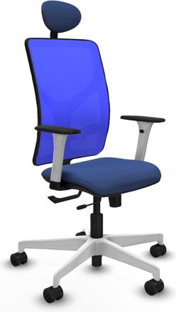 Piqueras y Crespo B&uuml;rostuhl, Kopfst&uuml;tze mit wei&szlig;en und schwarzen Armlehnen, h&ouml;henverstellbare Lendenwirbelst&uuml;tze und festes Kopfteil, ausgestattet mit Syncro/Traslack. 