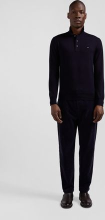 Eden Park Pull Col Maillot En Laine Bleu Marine Coupe Regular