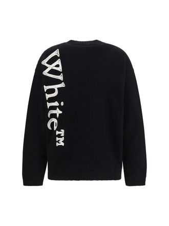 Off-white Womens Vertical Bookish Crewneck Sweater Black Ivory