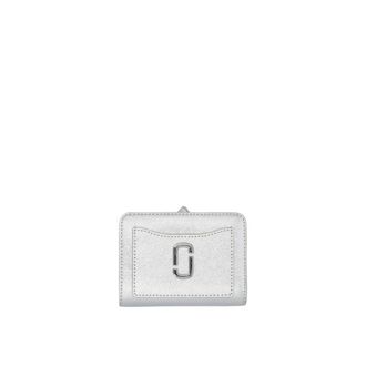 Marc Jacobs Femme, Accessoires, Gris, Taille: ONE Size Portefeuille Compact en Cuir M&eacute;tallique