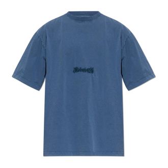 Balenciaga T-Shirt mit gesticktem Logo - - Tops - Herren - Blau - M
