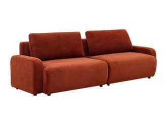 Vente-Unique Canap&Egrave; 4 Places Convertible en Tissu Chenille Terracotta YOKIRA