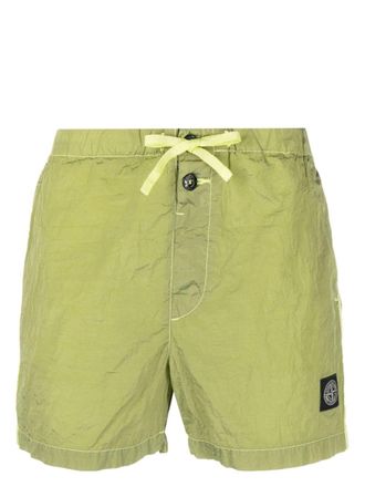 Stone Island short de bain &agrave; patch Compass - Vert