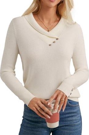 Grace Karin Pull Femme à Col Châle en Maille avec Manches Longues et Décolleté en V, Tricot Confortable et Extensible