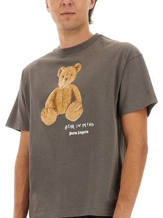 Palm Angels Printed Cotton T-Shirt - Gray