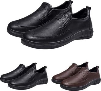 Generic Mocassins classiques &agrave; enfiler en cuir souple fendu pour homme - Coupe large - L&eacute;gers et confortables - Pour la conduite et le travail, Noir, 42 1/3 E