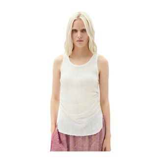 Ann Demeulemeester Femme, Tops, Blanc, Taille: 40 FR Mara Wrinkled Cropped Tank Top