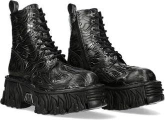 New Rock M.MILI134-C45 Bottes punk rock unisexe en cuir véritable style gothique urbain, Noir, 42 EU