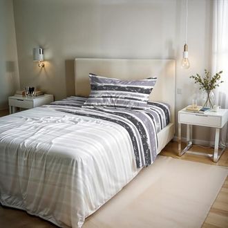 Italian Bed Linen Bettw&auml;scheset River f&uuml;r Einzelbett aus Baumwolle und recycelten Fasern, Design: oka, gefertigt in Italien, Twin