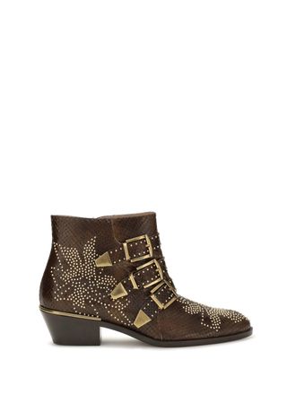 Chlo&eacute; Womens Ankle Boots Susanna Wild Khaki Calf Leather