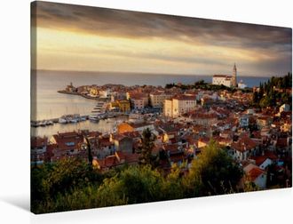 Calvendo Premium Textil-Leinwand 75 x 50 cm Quer-Format Piran im Abendlicht | Wandbild, HD-Bild auf Keilrahmen, Fertigbild auf hochwertigem Vlies, Leinwanddruc