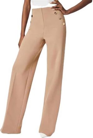 Generic Pantalon large avec boutons de contrôle du ventre, pantalon taille haute élastique pour femme, pantalon large pour femme, kaki, 3XL