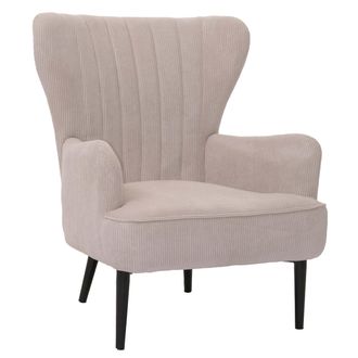 Mendler Lounge-Sessel HWC-K37, Cocktail-/Ohrensessel Polsterstuhl Retro Vintage Stoff Cord (290g/m&sup2;) &Ouml;ko-Tex - beige