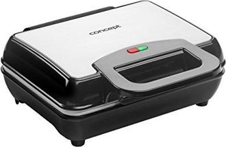 Concept Hausgeräte VF3040 Waffeleisen im Edelstahl-Design, extra starke Leistung von 1000 W, hochwertige keramische antihaftbeschichtete Platten, 400 W, Edels