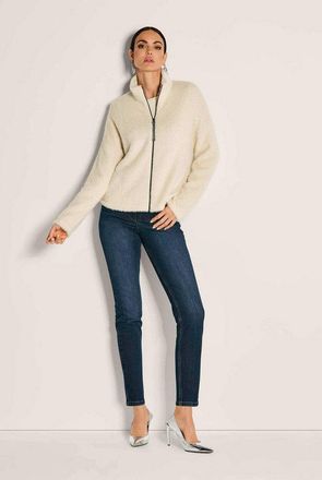 Madeleine Outdoorjacke Trendige Kurzjacke mit Stehkragen Kuscheliger Webpelz mit sportivem Rei&szlig;verschluss und langen &Auml;rmeln