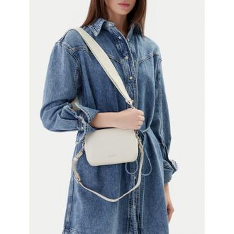 Calvin Klein Handtasche Calvin Klein Webbing Double Strap Camera Bag LV04F3165G Wei&szlig;