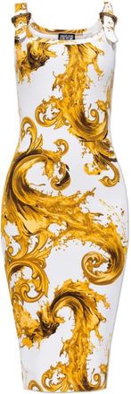 Versace Jeans Couture Femme, Robes, Blanc, Taille: 38 FR Fitted Sleeveless Dress