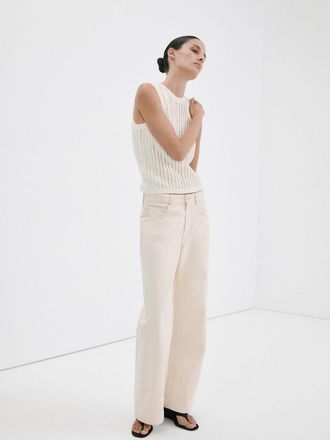 Mango Top maille ajour&eacute;e &eacute;cru - Femme - XXS - MANGO