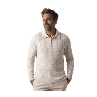 Gran Sasso Pull-Polo mit langen &Auml;rmeln - - Knitwear - Herren - Wei&szlig; - 3XL