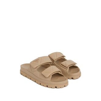 Prada Sandales plates en cuir