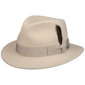 Stetson Chapeau en Laine Bradner Traveller Homme - de Feutre Outdoor avec Ruban Gros Grain Automne-Hiver Hiver - S (54-55 cm) Blanc Creme