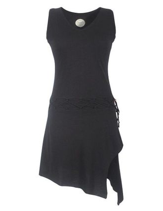 vishes Sommerkleid &Auml;rmelloses Kleid asymmetrisch Beinausschnitt G&uuml;rtel-Schn&uuml;rung Hippie, Boho, Goa Elfen Style