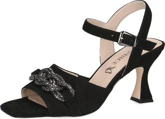 Caprice Damen Sandalen mit Absatz aus Leder mit Riemchen, Schwarz (Black Suede), 36 EU