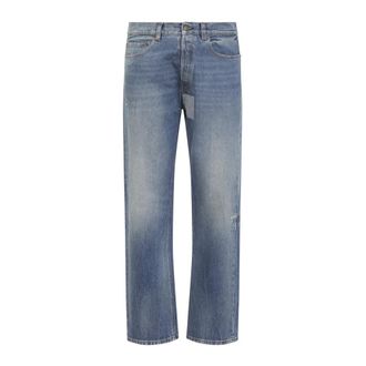 Maison Margiela Homme, Jeans, Bleu, Taille: W33 Jean en Coton Bleu avec Détails Patchwork