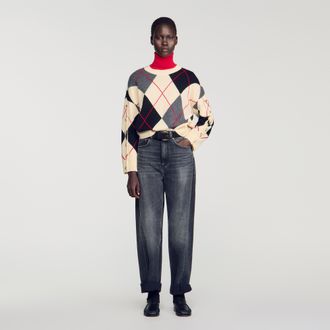 Sandro Polopullover mit Argyle-Muster