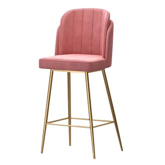 Generic 65 cm hohe Barhocker, Moderne Barhocker in Tresenh&ouml;he mit R&uuml;cken- und Fu&szlig;st&uuml;tze, K&uuml;chenstuhl mit Metallgestell