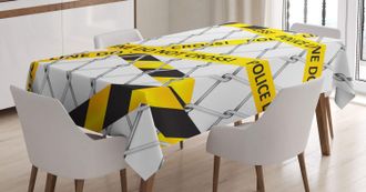 Abakuhaus Polizei Tischdecke, Tatort-Bands, Für den Inn und Outdoor Bereich geeignet Waschbar Druck Klar Kein Verblassen, 140 x 200 cm, Gelb und Schwarz