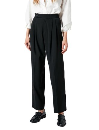 Koton Women Button Detail Straight Leg Trousers