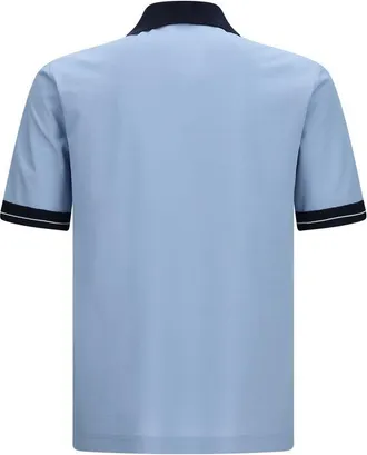Ferragamo Cotton Piqu&eacute; Contrast Collar Polo - Blue