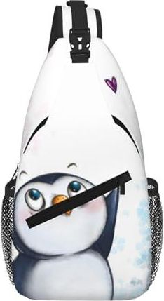 Generic Sacoche Bandouliere Impression &laquo; Jaime les pingouins &raquo; L&eacute;ger Sling Sac &agrave; Bandouli&egrave;re Casual Sac &agrave; Dos De Voyage pour Cyclisme Femme &eacute;cole
